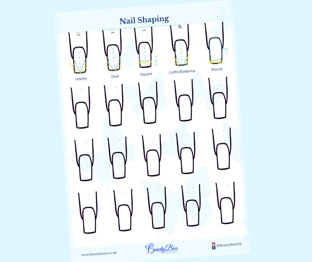 Nail Shaping Practice Sheet - Printable Template - BeautyBoo Hair and ...